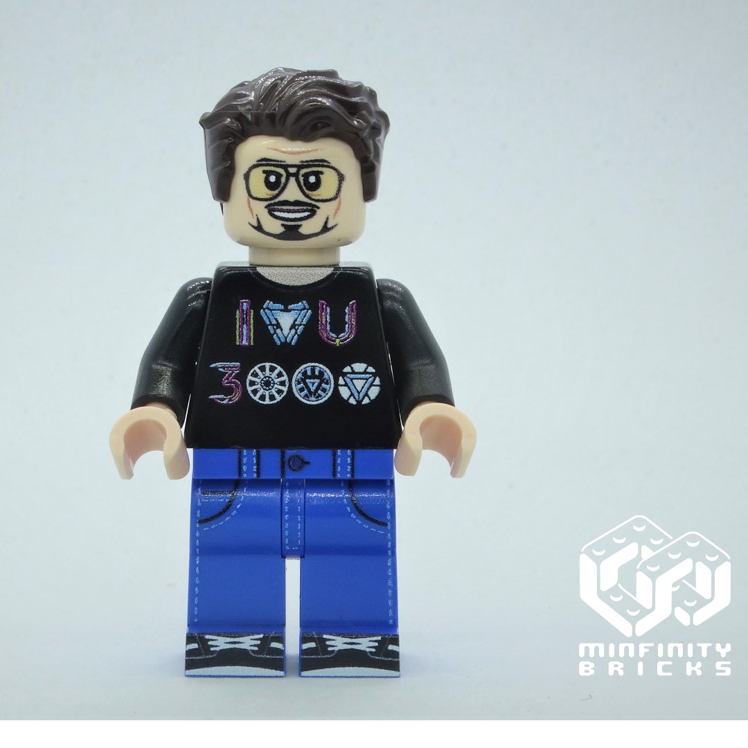 Custom LEGO Tony Stark, Iron Man, I Love You 3000 T-shirt, 興趣及遊戲, 玩具 ...