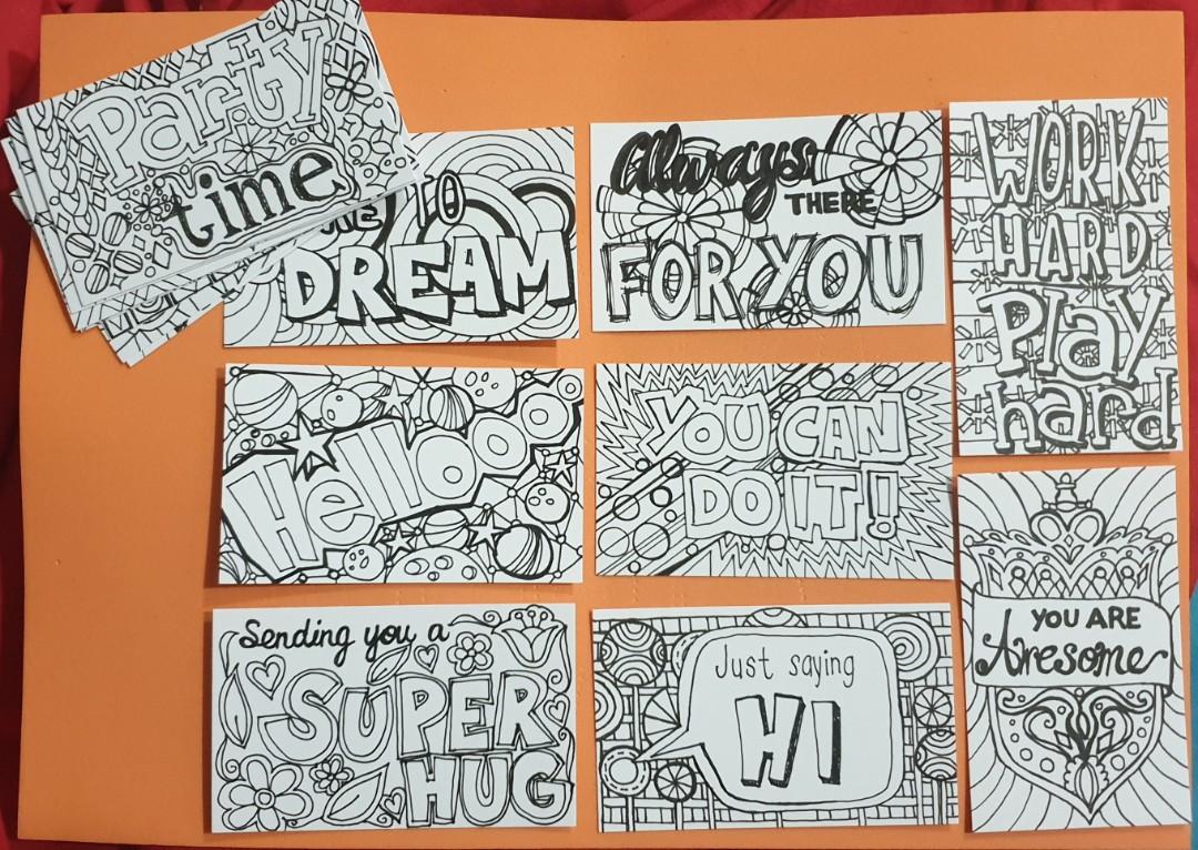 Fun Colouring Mini Note Cards for kids, Hobbies & Toys, Stationery ...