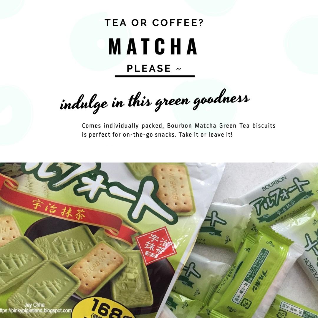 Matcha Bourbon Green Tea Biscuits, Food & Drinks, Beverages on Carousell
