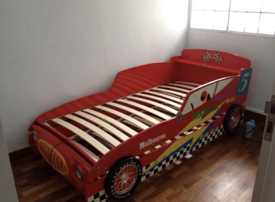 Racing car single bed with pullout, Furniture & Home Living, Furniture ...