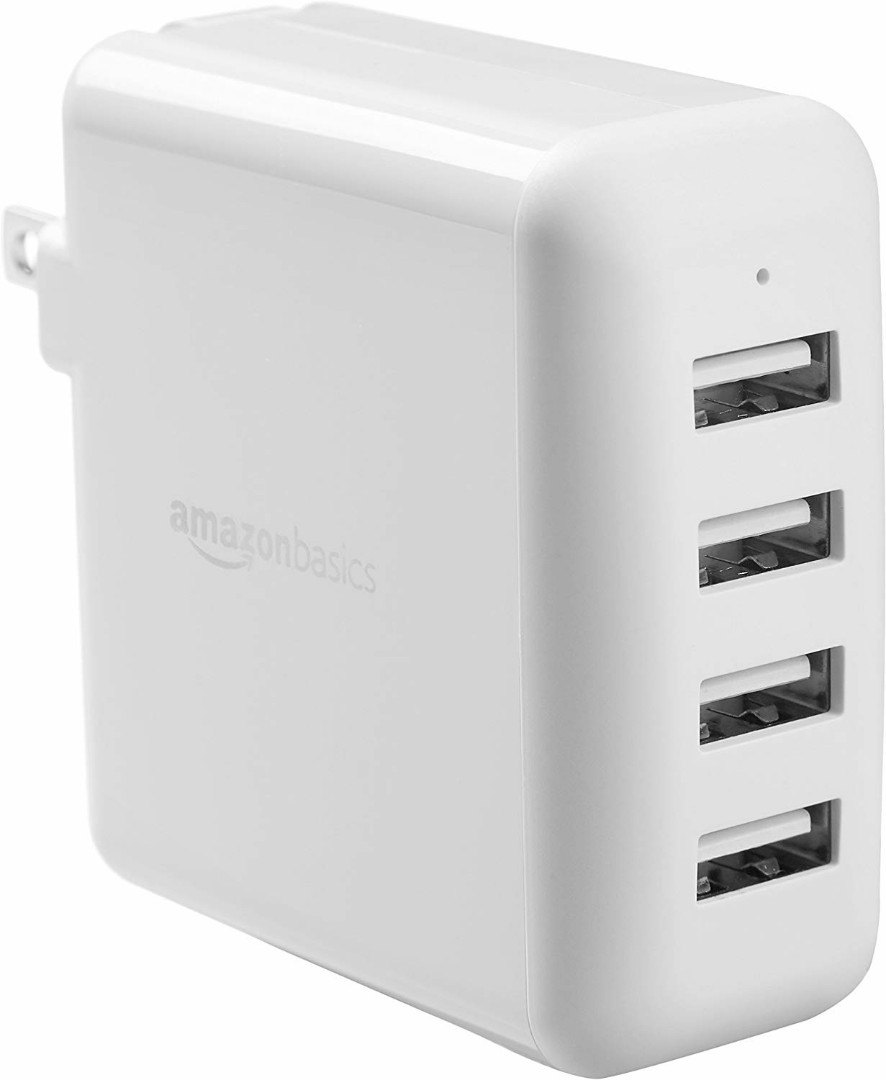 AmazonBasics 40W 4-Port Multi USB Wall Charger, White, Mobile Phones ...
