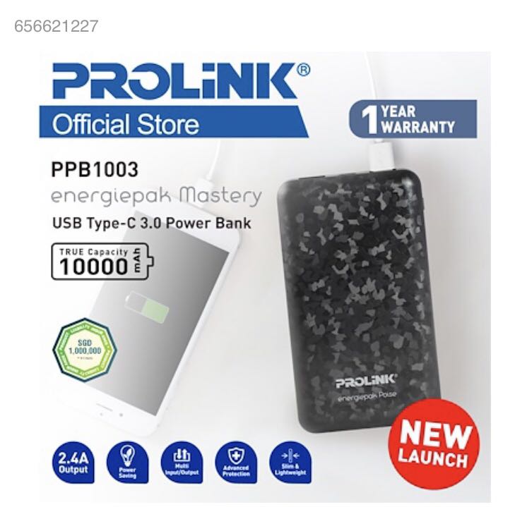 Prolink Powerbank 10000 mAh BNIB, Mobile Phones & Gadgets, Mobile ...