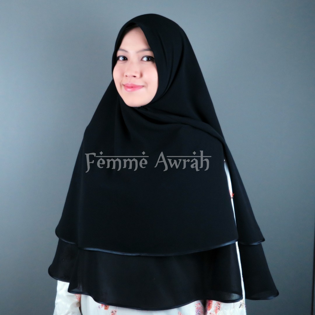 [In-stock] Khimar Hijab Labuh Double Layer Chiffon with Khun Lining ...