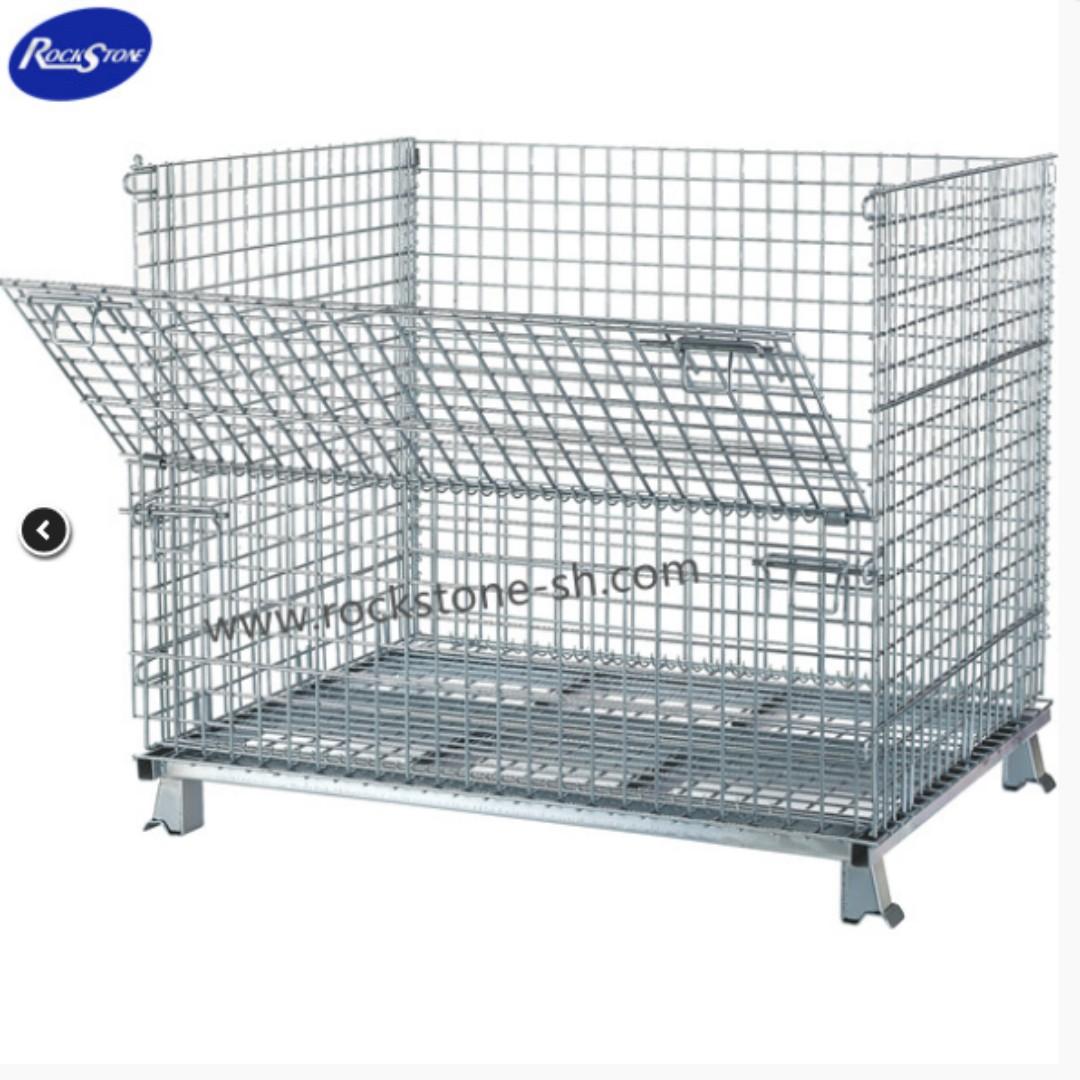 Reinforced Heavy Duty Folding Stacking Wire Mesh Pallet Cages China ...