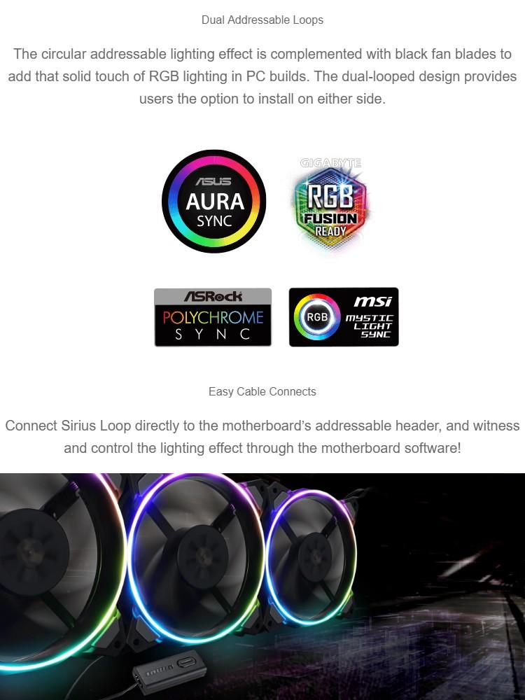 Gaming Rgb fans 3 kit - inwin sirus loop with controller, Computers ...