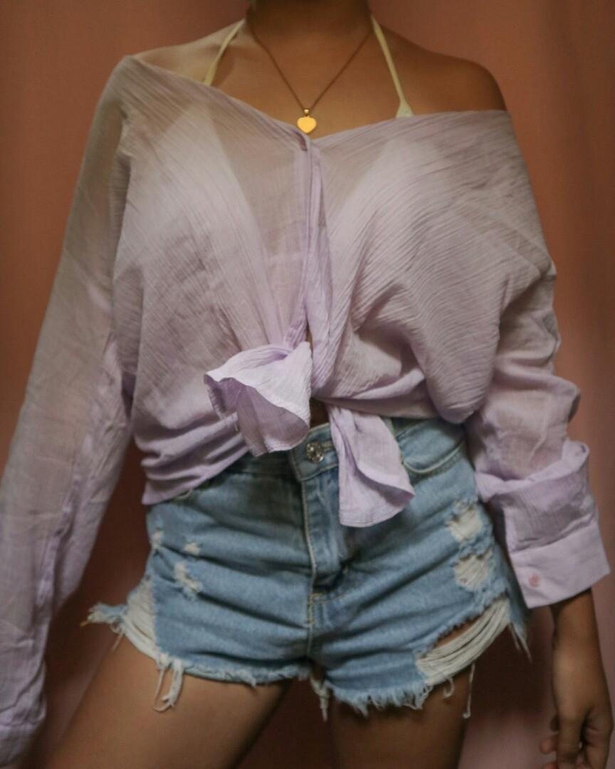 See-through Button Up Shirt, Women's Fashion, Tops, Others Tops on ...