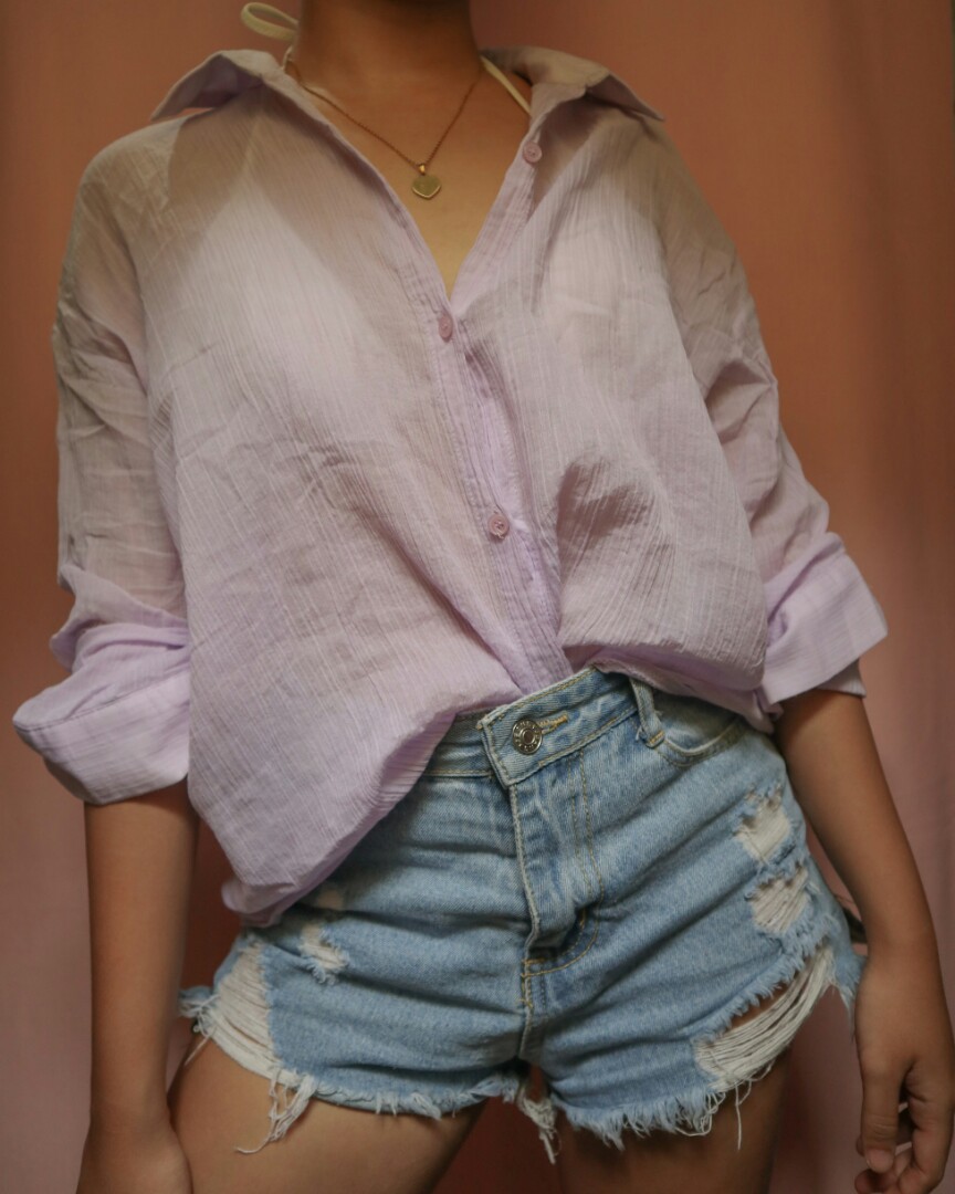 See-through Button Up Shirt, Women's Fashion, Tops, Others Tops on ...