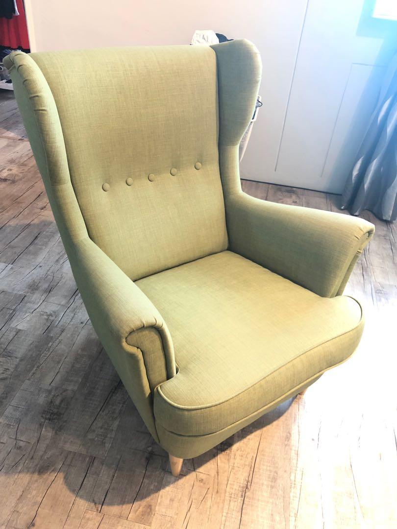 STRANDMON Ikea arm chair wing chair olive green for sale!, Furniture ...