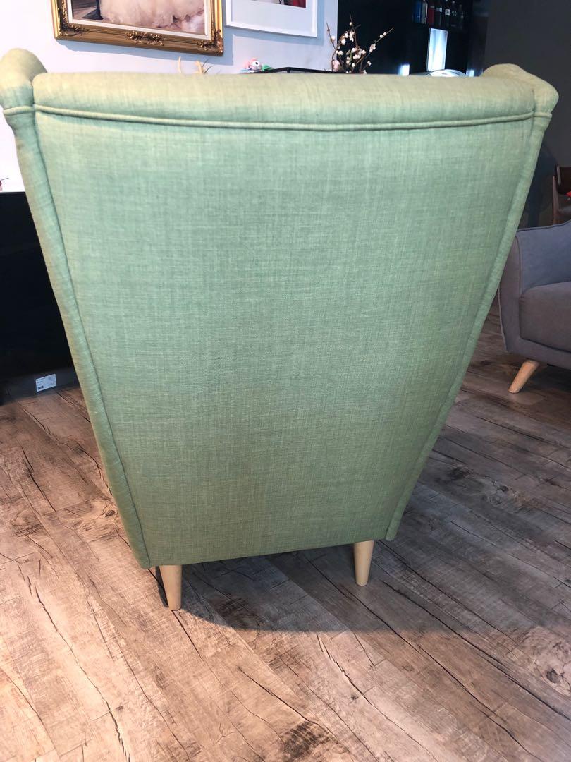 STRANDMON Ikea arm chair wing chair olive green for sale!, Furniture ...