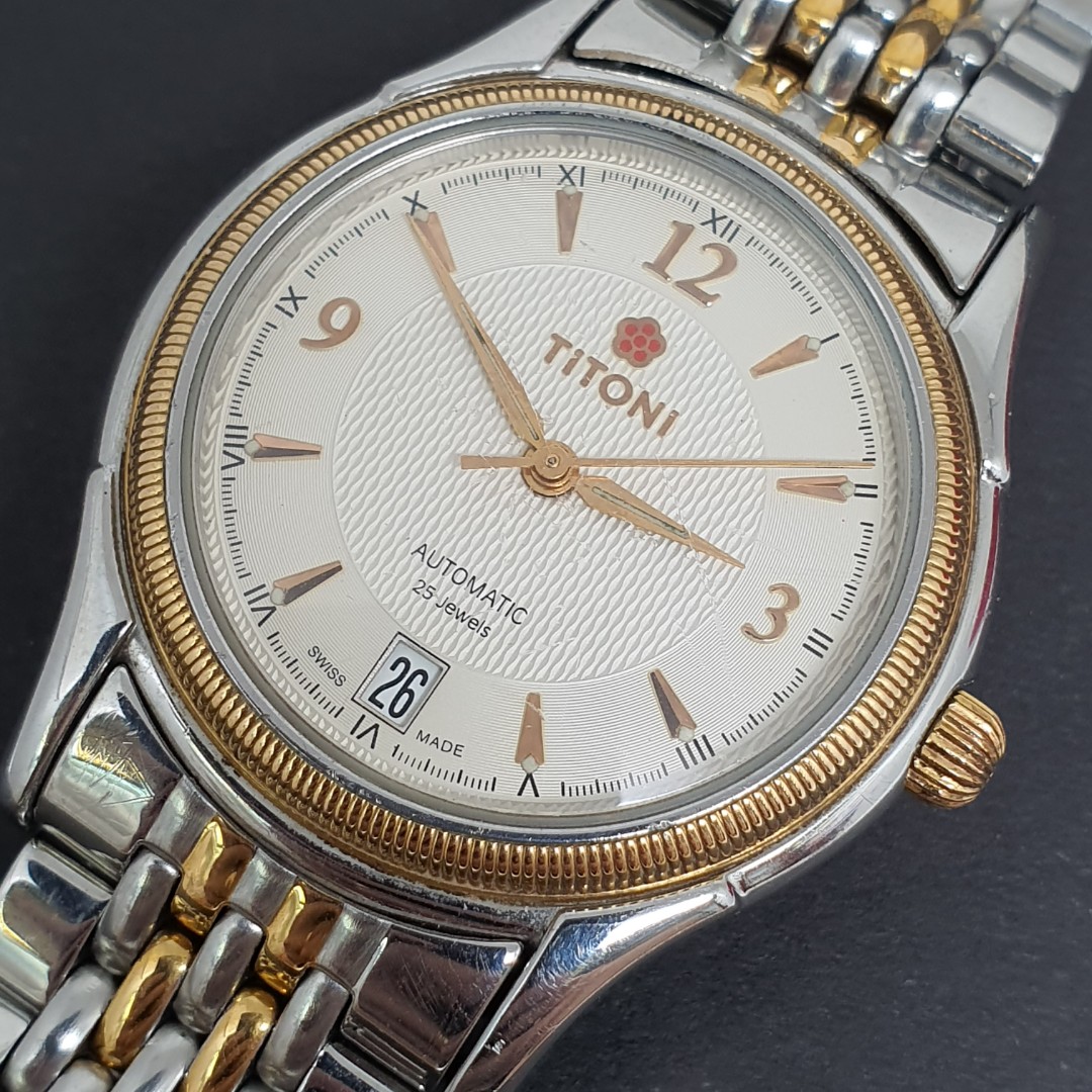 Titoni Automatic Date Gold Steel, Luxury, Watches on Carousell