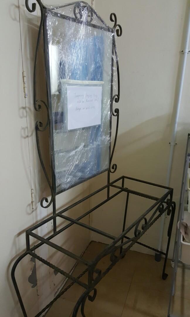 Celline Wrought iron dressing table with glass top, Furniture & Home ...