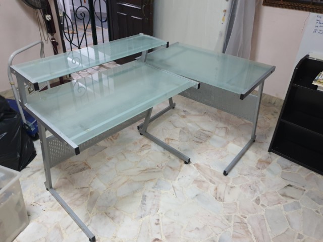 Glass study table, Furniture & Home Living, Furniture, Tables & Sets on ...