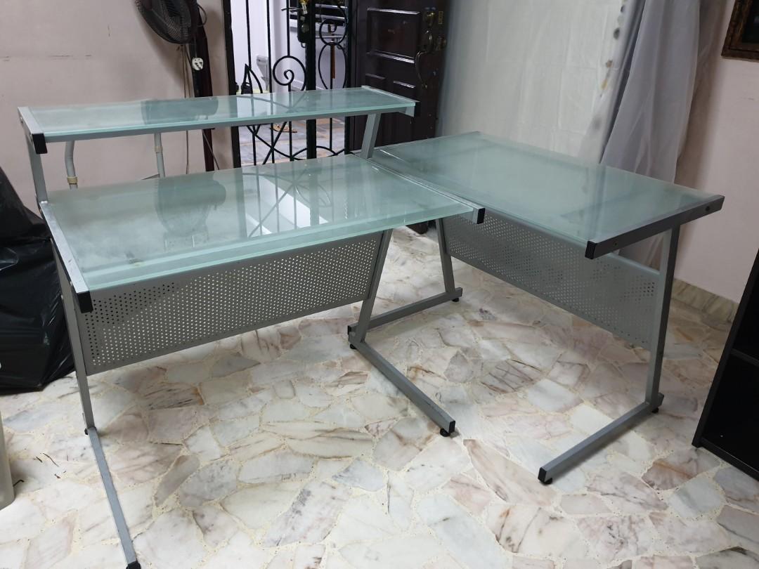 Glass study table, Furniture & Home Living, Furniture, Tables & Sets on ...