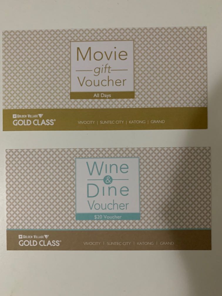 Golden Village Gold Class Movie and dine voucher, Tickets & Vouchers ...