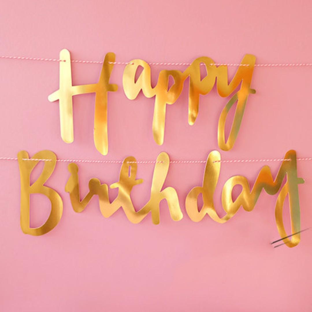 Happy birthday party fan complete DIY deco set (Gold), Hobbies & Toys ...