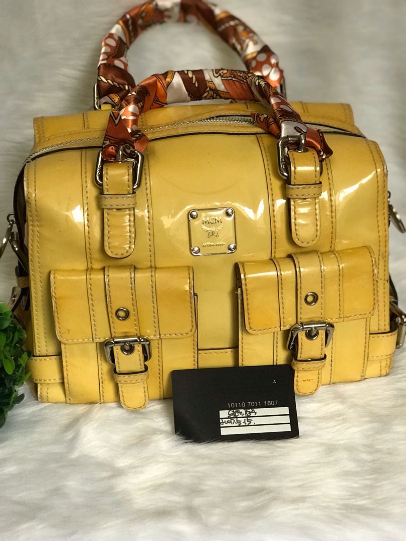 MCM Yellow bag, Luxury, Bags & Wallets on Carousell