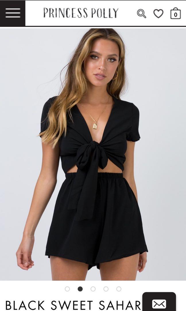 Princess Polly Inspired Shein sweet Sahara playsuit Black Romper, Women ...