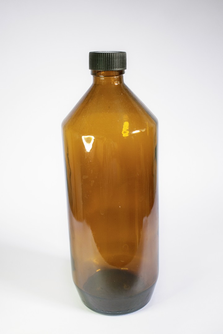 1 litre Amber Glass Bottle with Cap, Furniture & Home Living ...