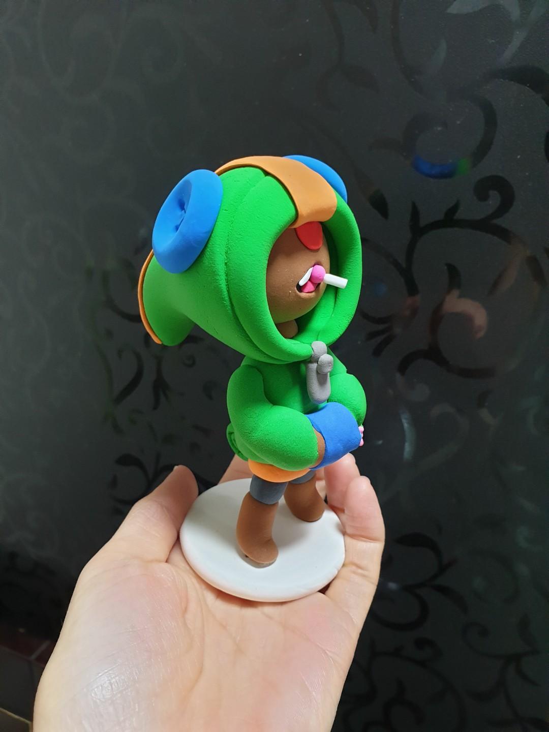 Leon brawl stars cake topper - air dry clay, Design & Craft, Handmade ...