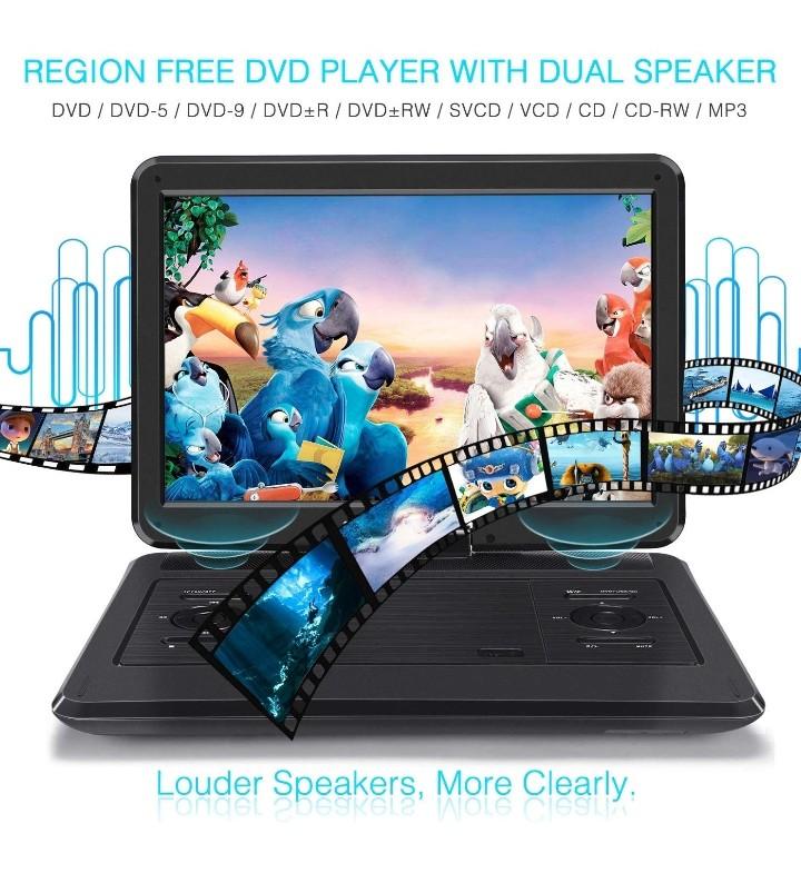 NAVISKAUTO 14" Portable DVD Player with 6-7 Hours Rechargeable Battery ...
