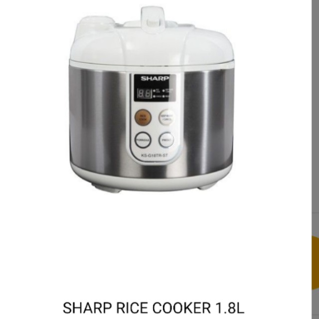 Sharp Rice Cooker 1.8L G18TR-ST, TV & Home Appliances, Kitchen ...