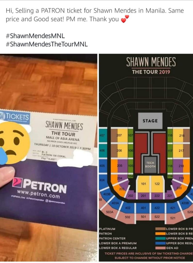 Shawn Mendez concert ticket, Tickets & Vouchers, Event Tickets on Carousell