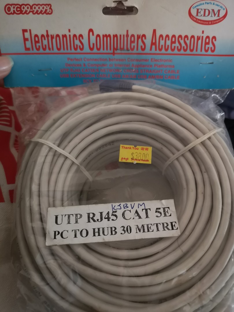 UTP RJ45 CAT 5E Cable 30 metres, Computers & Tech, Parts & Accessories ...