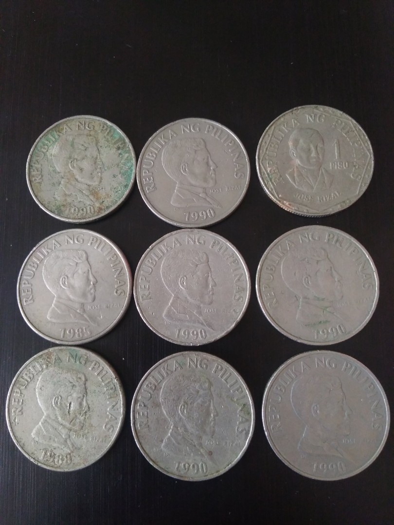 Vintage.coins 1985 to 1990, Piso Rizal Head Carabao tail, Hobbies ...