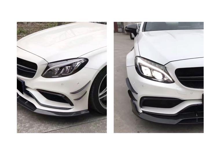 C Class Front Bumper Side Spoiler Flip Fins for Mercedes Benz W205 C63 ...