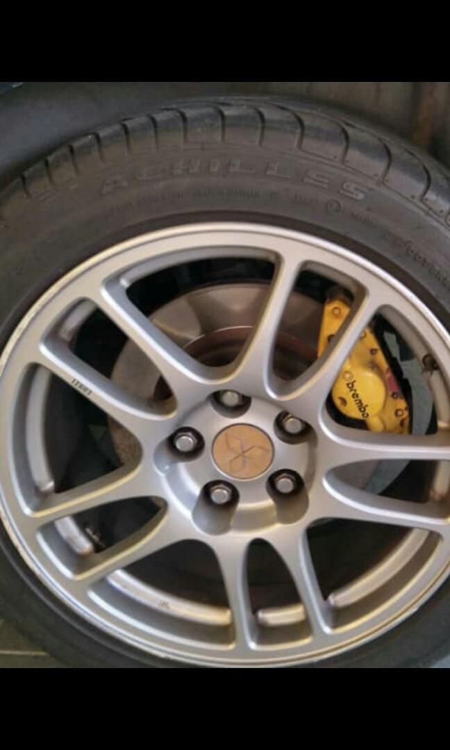 evo 9 enkei oem rim with tyre, Car Accessories, Tyres & Rims on Carousell