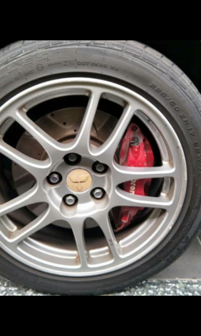 evo 9 enkei oem rim with tyre, Car Accessories, Tyres & Rims on Carousell