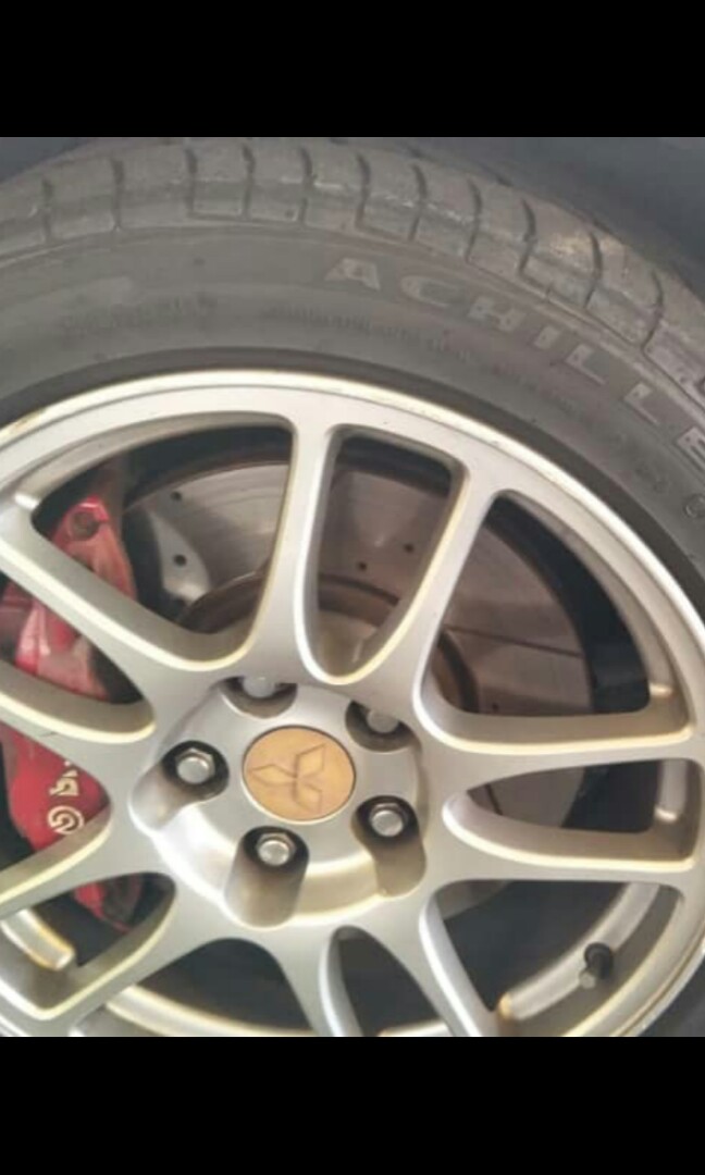 evo 9 enkei oem rim with tyre, Car Accessories, Tyres & Rims on Carousell