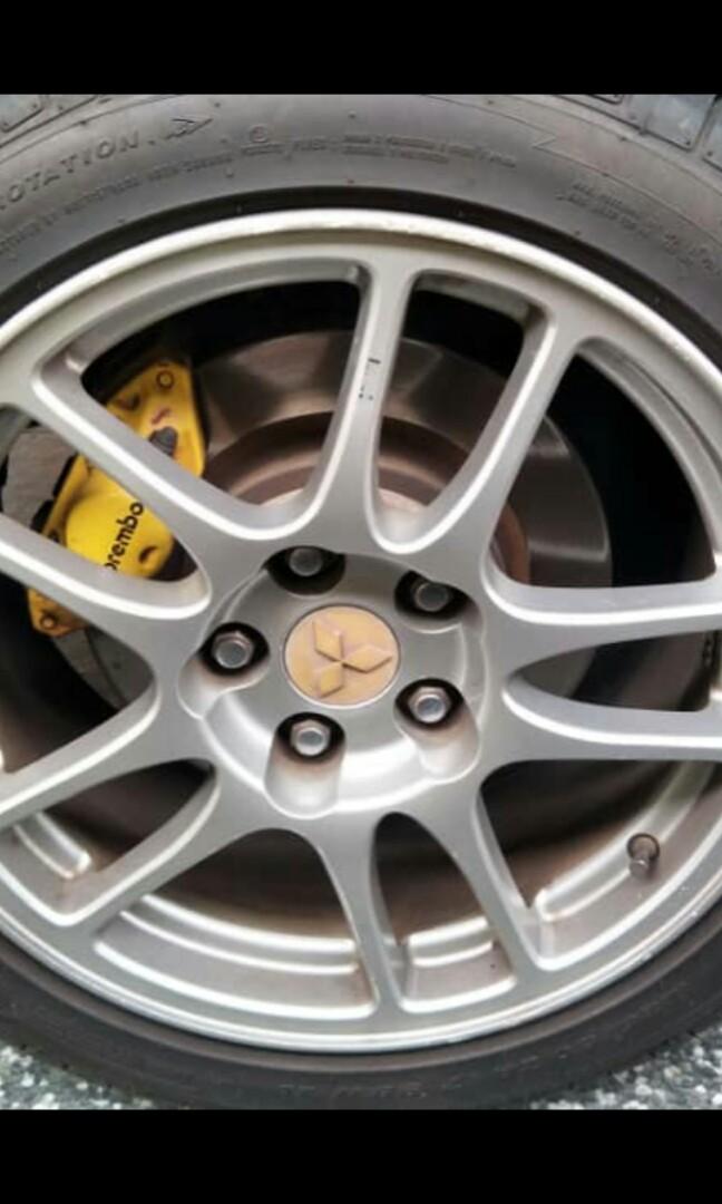 evo 9 enkei oem rim with tyre, Car Accessories, Tyres & Rims on Carousell