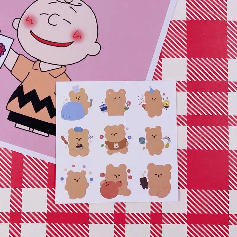 [INS] Bear Sticker Sheet, Hobbies & Toys, Stationery & Craft ...