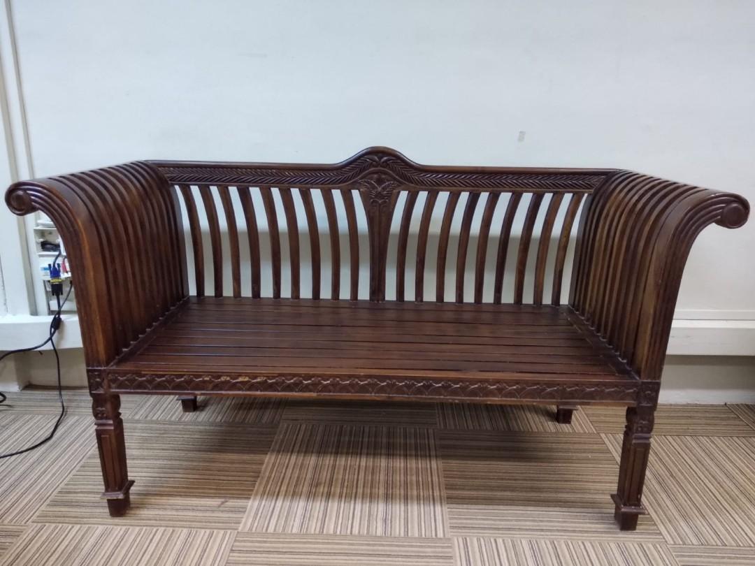 Balinese Wooden Sofa Chair, Furniture & Home Living, Furniture, Chairs ...
