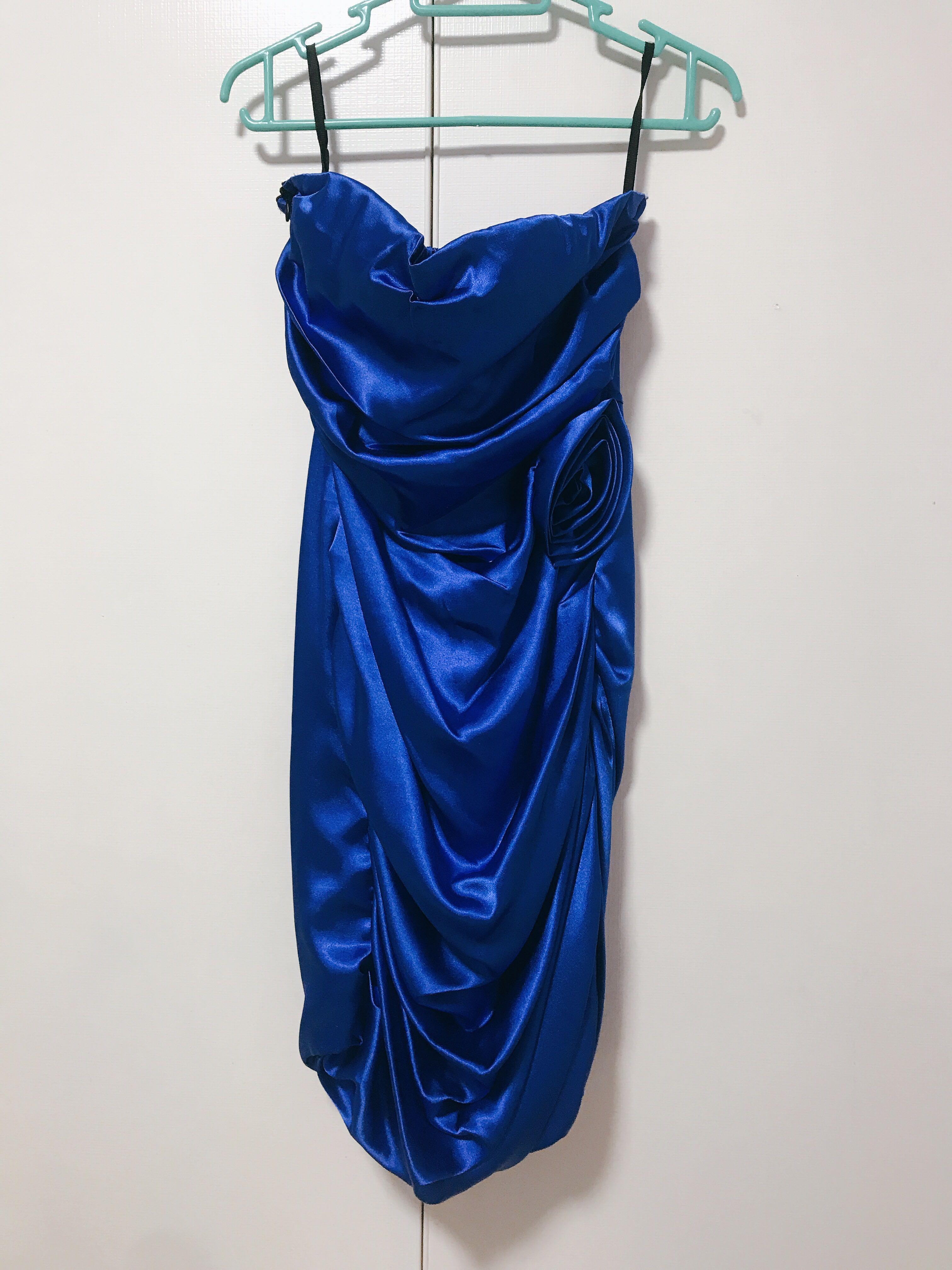 Blue Satin Tube Dress / prom dress, Women's Fashion, Dresses & Sets ...