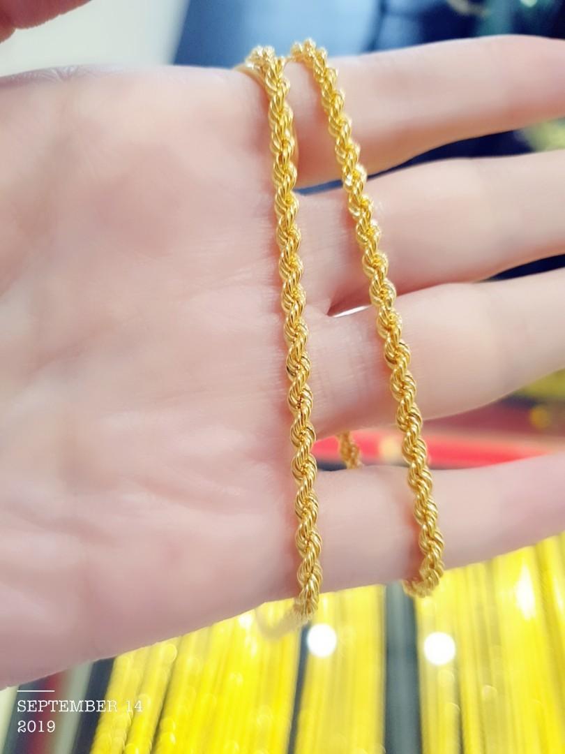 Gold 916 Rope Chain, Men's Fashion, Watches & Accessories, Jewelry on ...