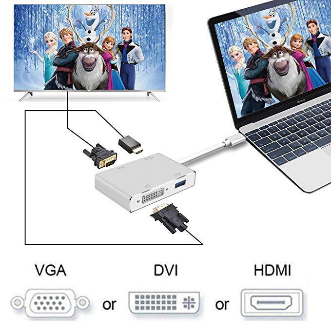 HG463: Type C to HDMI Adapter, Arktek USB C 3.1 to HDMI DVI VGA USB 3.0 ...