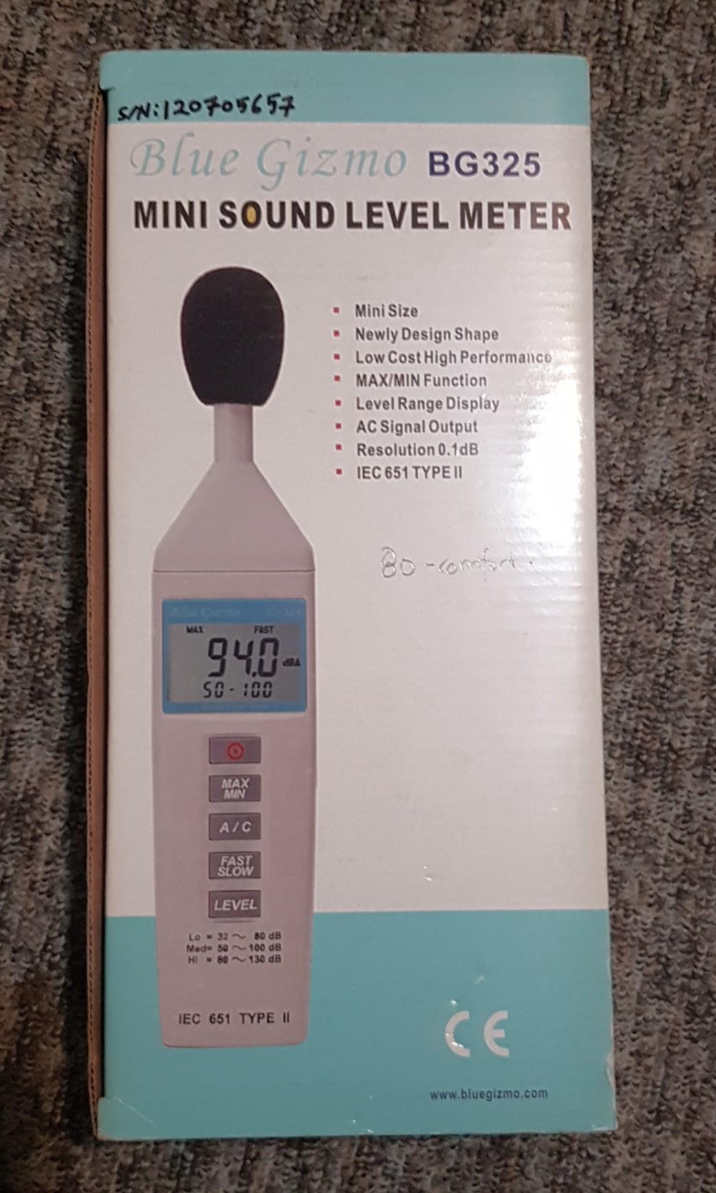 Mini Sound Level Meter Blue Gizmo BG 325, Audio, Other Audio Equipment ...