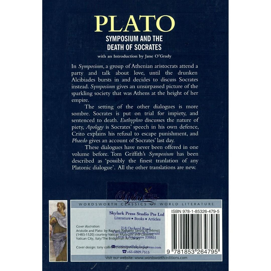 PLATO - SYMPOSIUM AND THE DEATH OF SOCRATES, Hobbies & Toys, Books ...