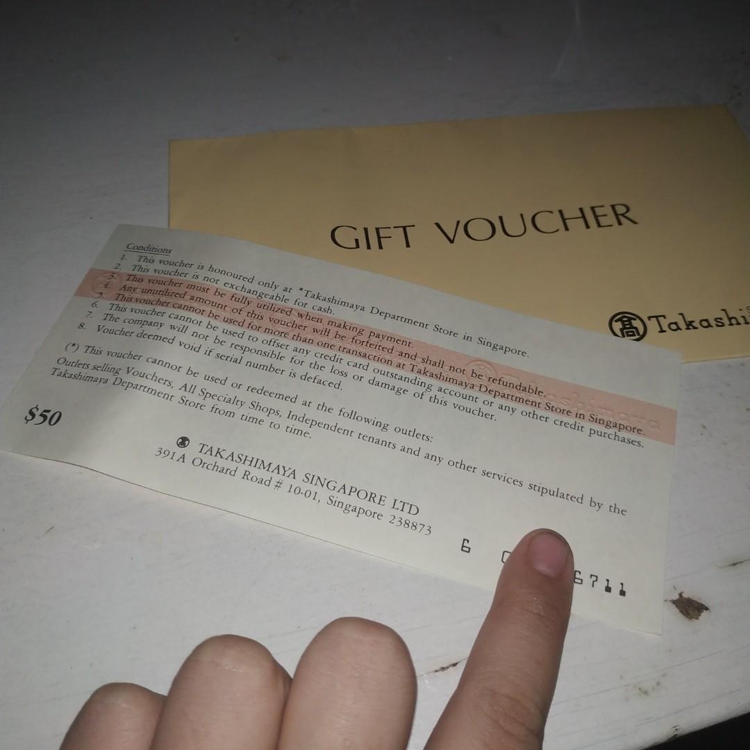 Takashimaya $50 Voucher, Tickets & Vouchers, Vouchers on Carousell