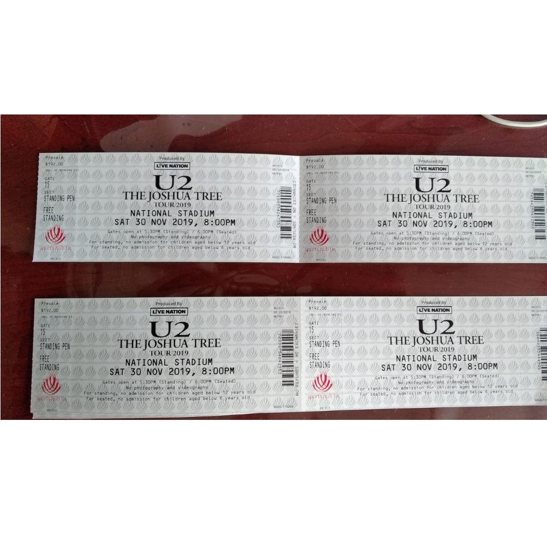 U2 Standing Tickets 30th Nov Singapore, Tickets & Vouchers, Event ...