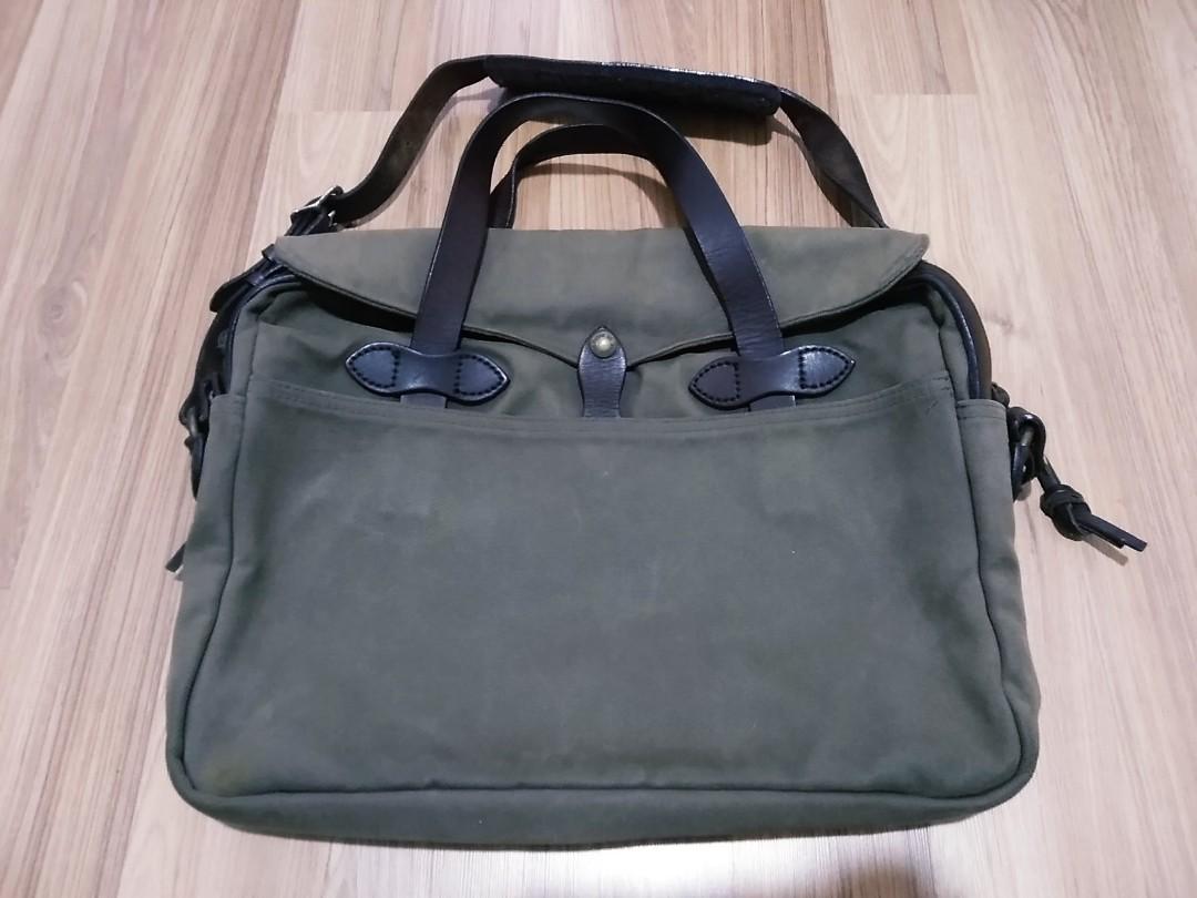FILSON ( MADE IN USA ) GENUINE LEATHER X HEAVYWEIGHT DENIM BRIEFCASE ...