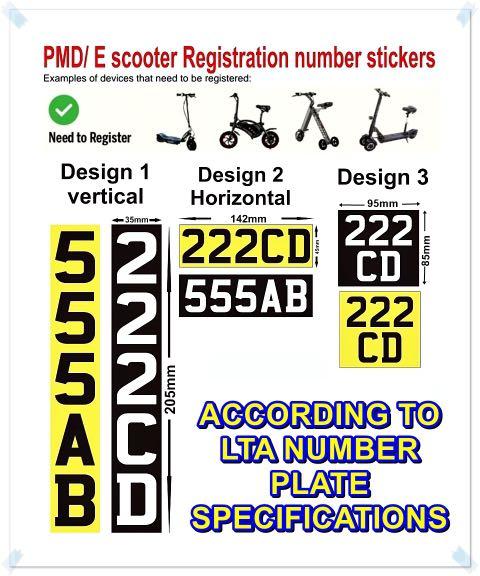 E-Scooter PMD LTA COMPLIANT Identification Number Sticker, Sports ...