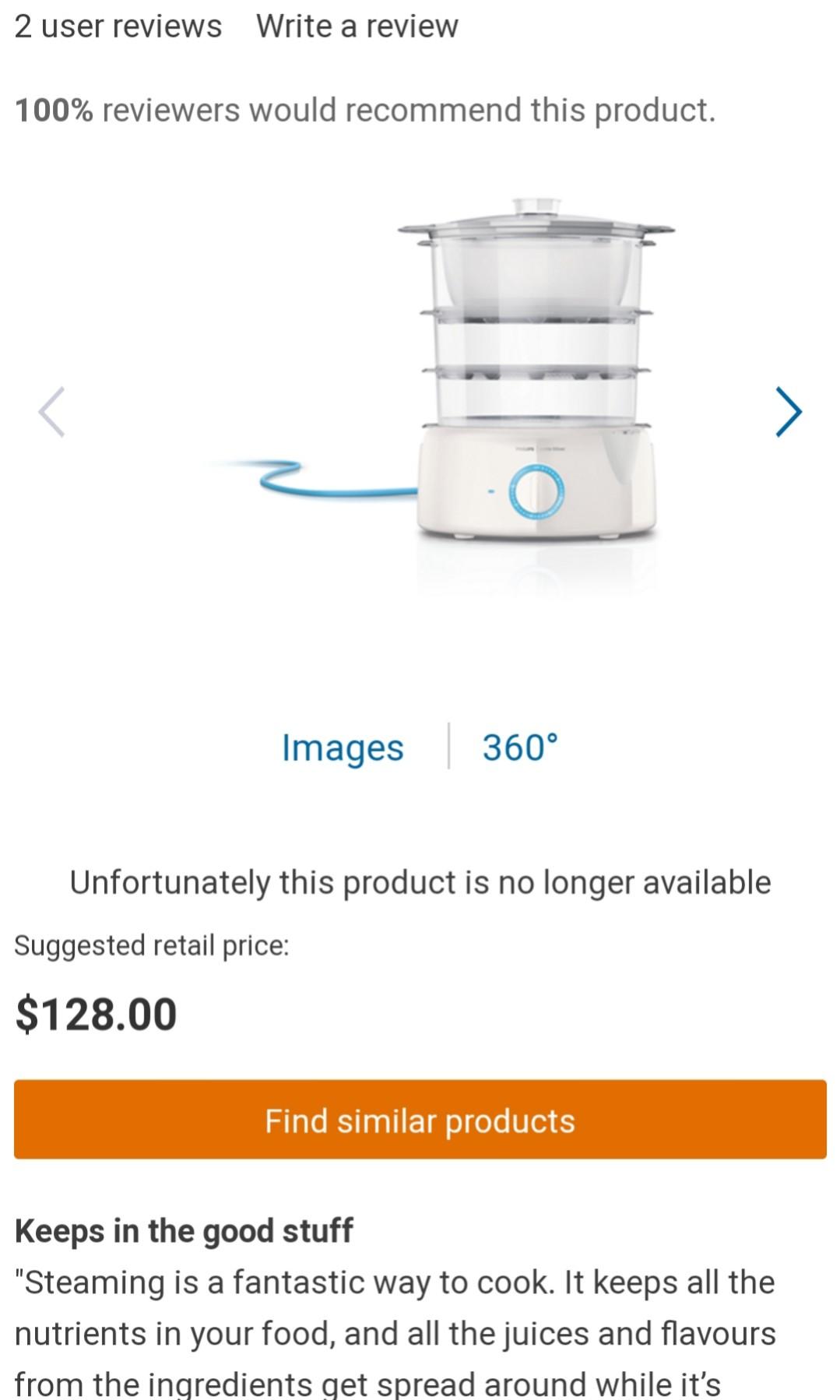 Philips Jamie Oliver Steamer HD9132/00 900 W With bain marie Flavour ...