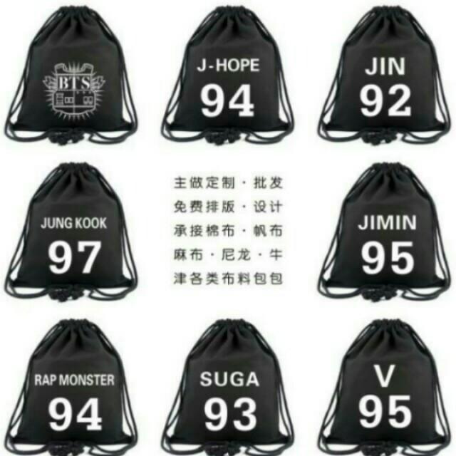 PO : BTS Drawstring Bag, Hobbies & Toys, Memorabilia & Collectibles ...