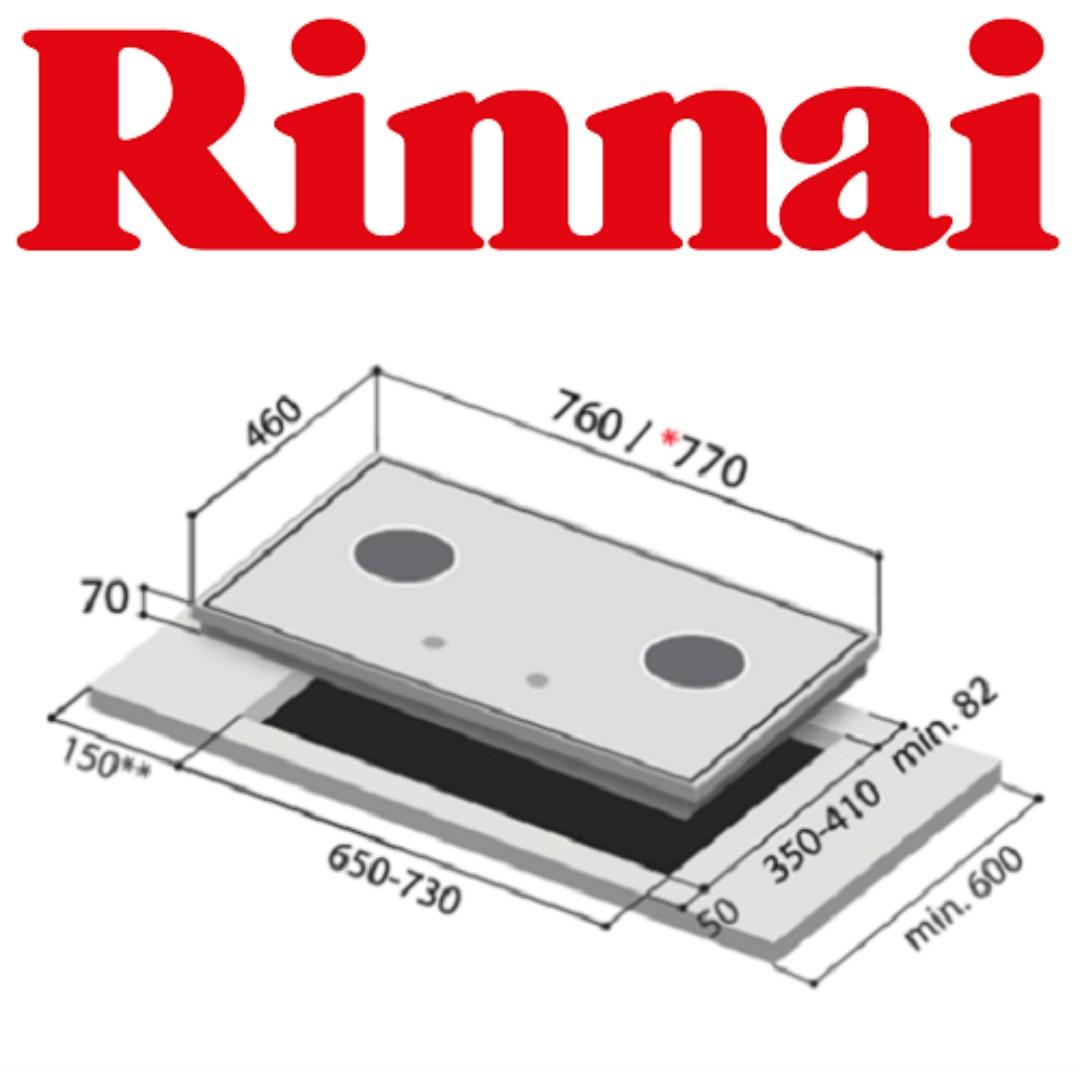 RINNAI RH-S329-PBR 90CM SLIMLINE HOOD WITH TOUCH CONTROL + RINNAI RB-73TG 3 BURNER HYPER FLAME ...