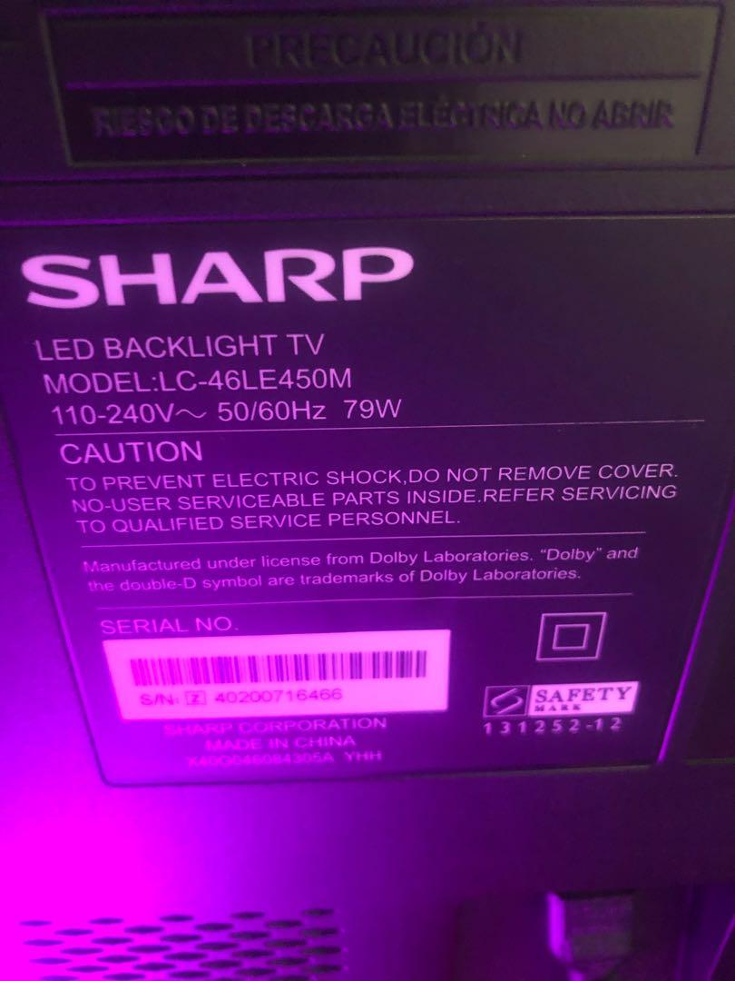 Sharp Aquos 46 inch TV, Model LC-46LE450M, TV & Home Appliances, TV ...