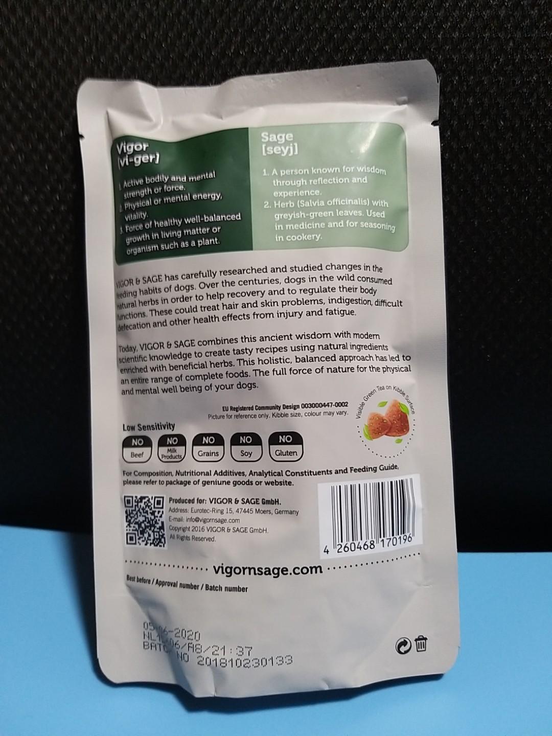 Vigor & Sage Dog Dry Food ~ 100g, Pet Supplies, Pet Food on Carousell