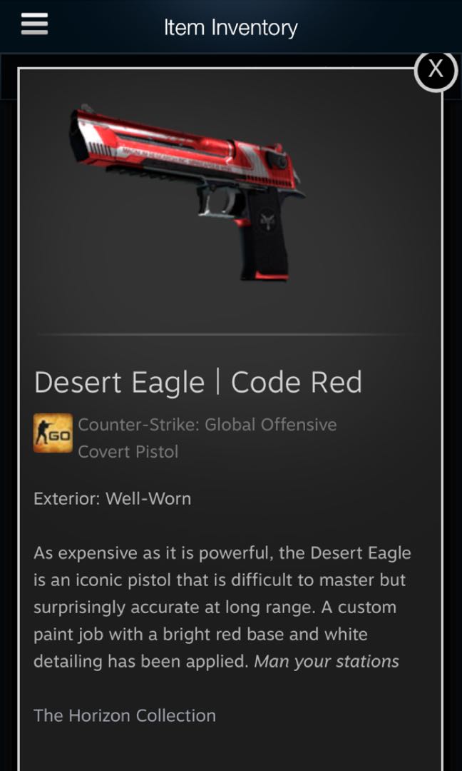 csgo Desert Eagle Code Red WW, Video Gaming, Gaming Accessories, Game ...